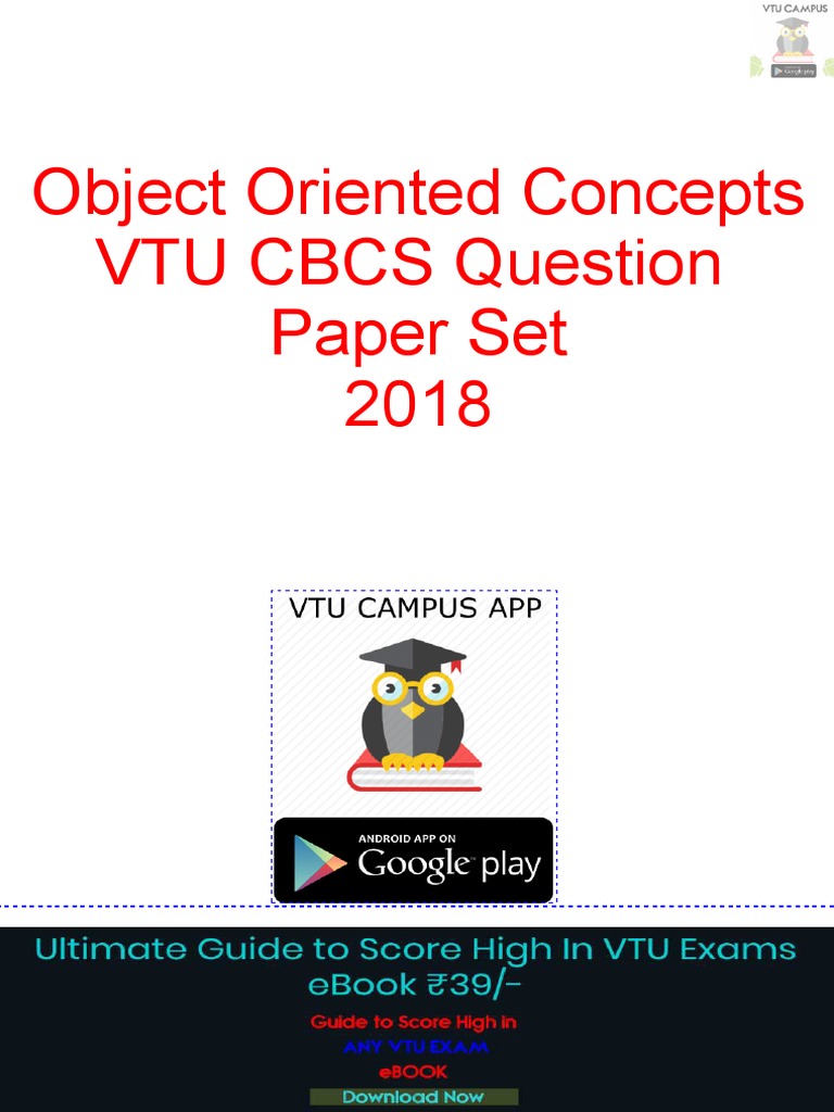 Object Oriented Concepts VTU CBCS Question Paper Set 2018 | PDF