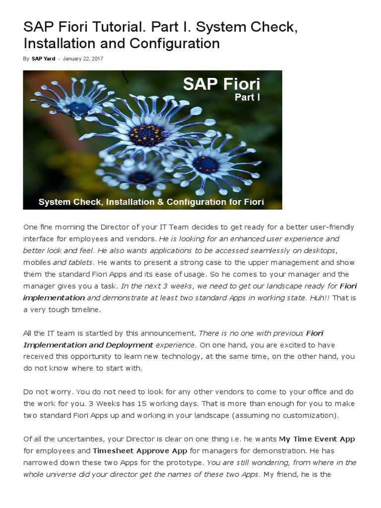 Sap Fiori Tutorial Part I System Check Installation And Configuration Pdf Mobile App