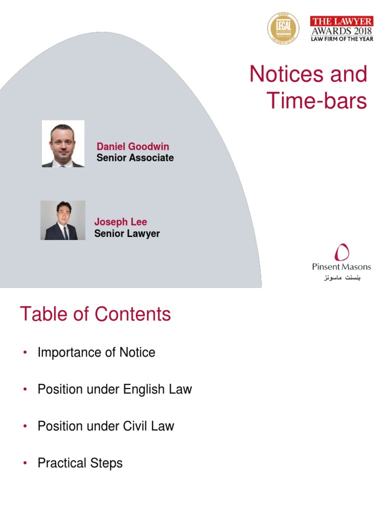Notices and Time-bars in Construction Law | PDF | Damages | Liquidated ...