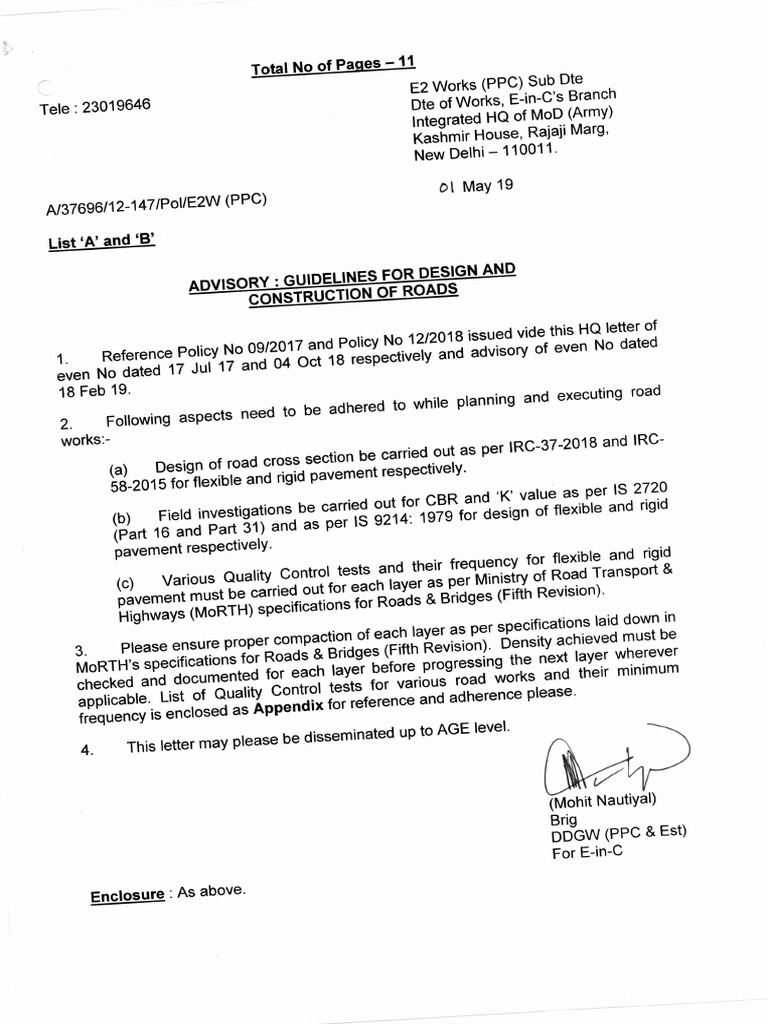 Advisory Guidelines For Design and Construction of Roads DT 01 May 2019 ...