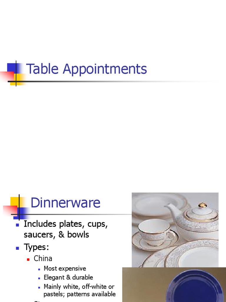 Dinnerware and Table Setting Guide | PDF | Tableware | Domestic Implements