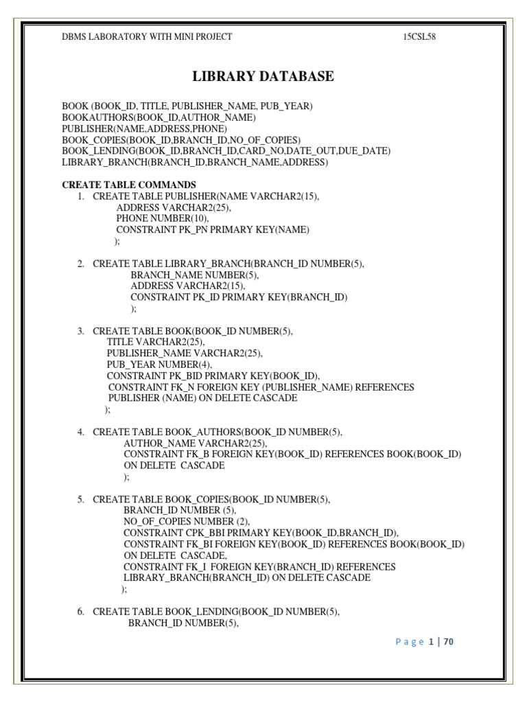 DBMS With Mini Project 15CLS58 PDF | PDF | Information Science ...