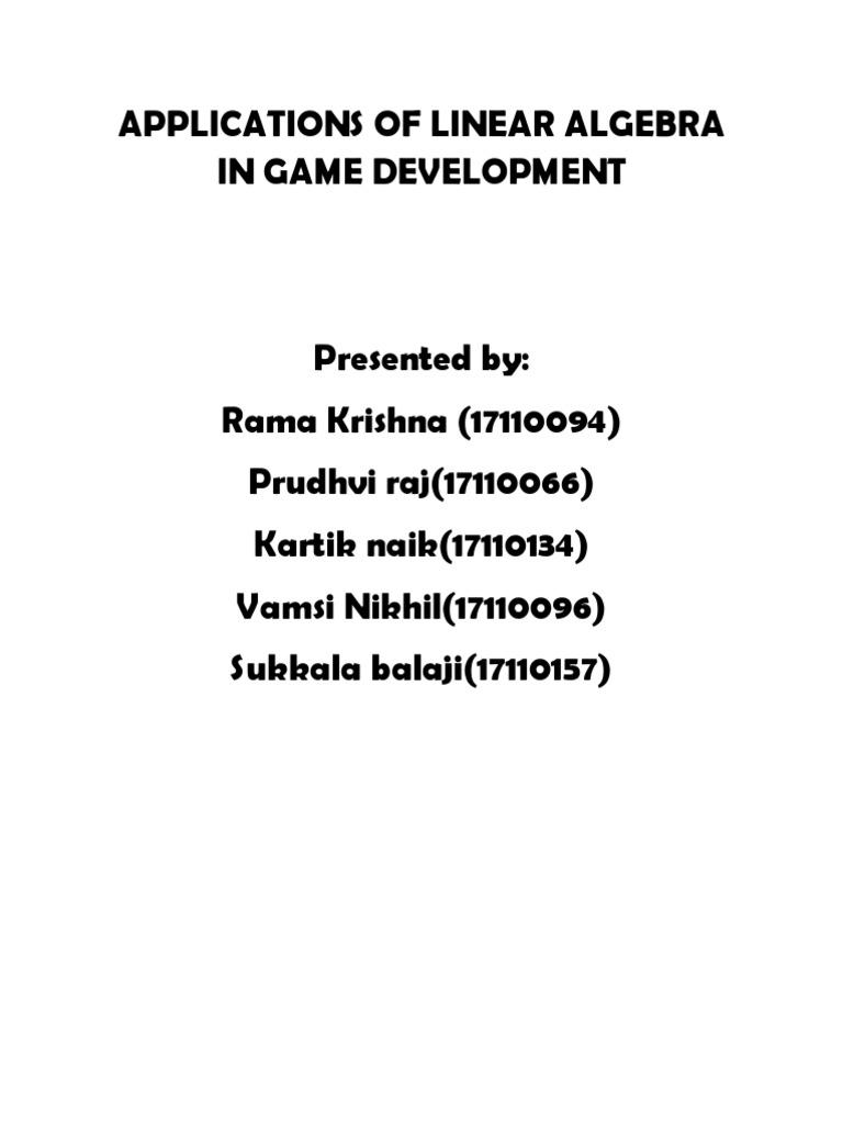 Linear Algebra in Game Design | PDF | Matrix (Mathematics) | Euclidean ...
