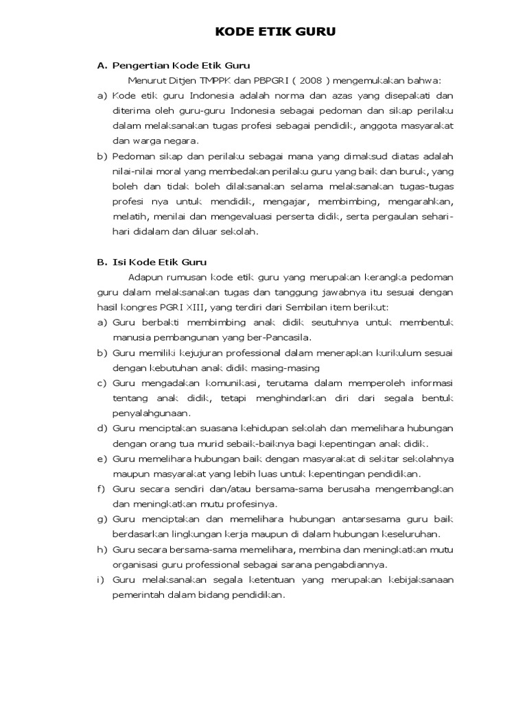 Kode Etik Guru | PDF