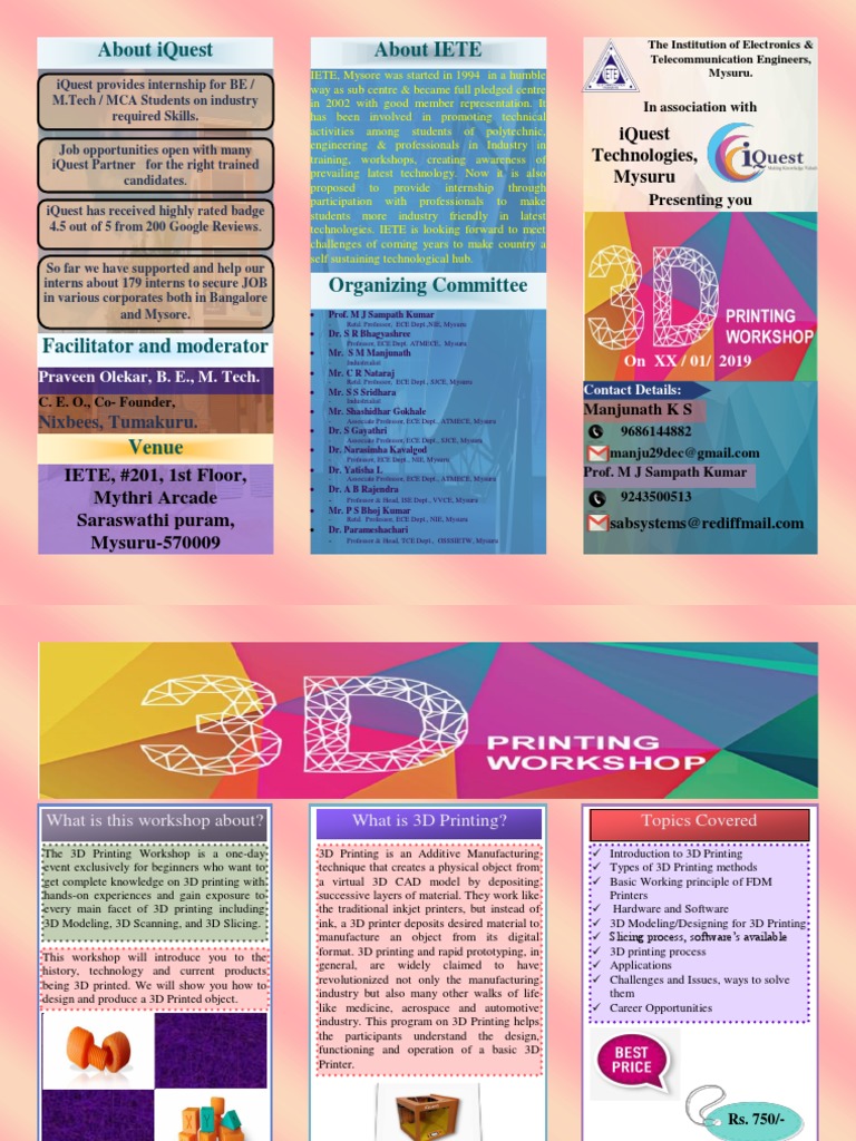 3D Printing - Brochure PDF | PDF | 3 D Printing | 3 D Modeling