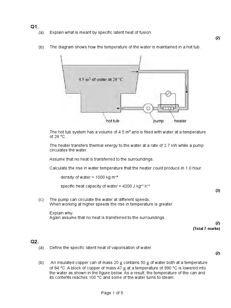Thermal Physics Exam Questions and Solutions | PDF | Temperature | Heat