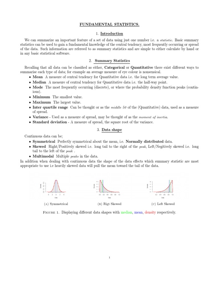 (A) Symmetrical (B) Rigt Skewed (C) Left Skewed: Median | PDF