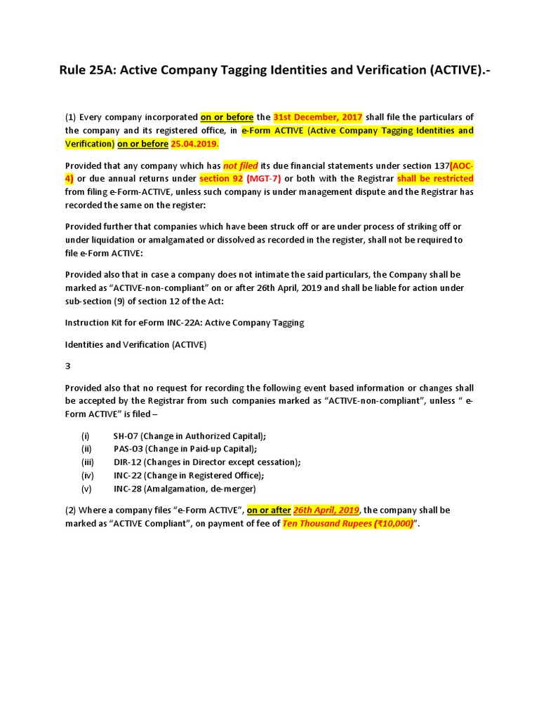 Rule 25A: e-Form ACTIVE Compliance | PDF