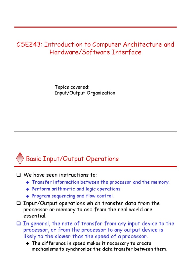 IO Opeartions | PDF | Input/Output | Central Processing Unit