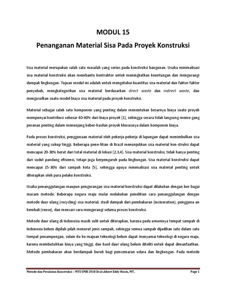 MODUL 15 Penanganan Material Sisa | PDF | Seni | Sains & Matematika