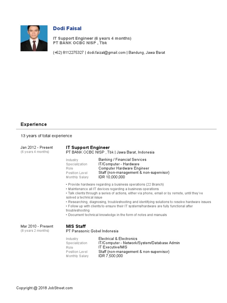 CV Dodi Faisal | PDF | Databases | Computer Network