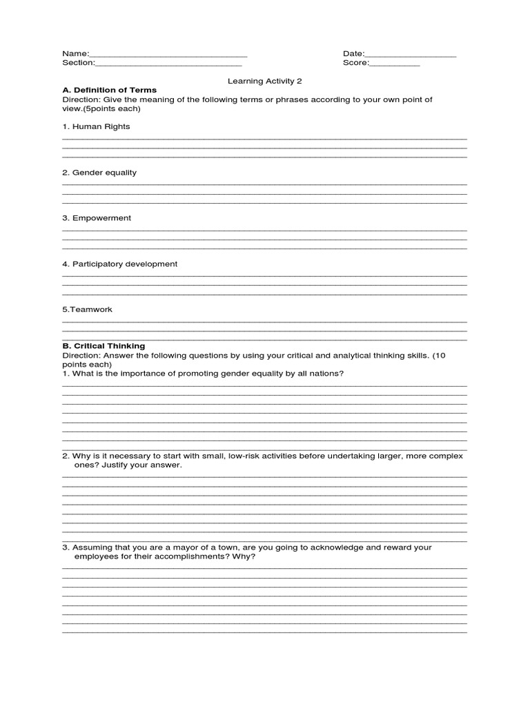 CSC Learning Activity 2 | PDF | Behavior Modification | Cognition