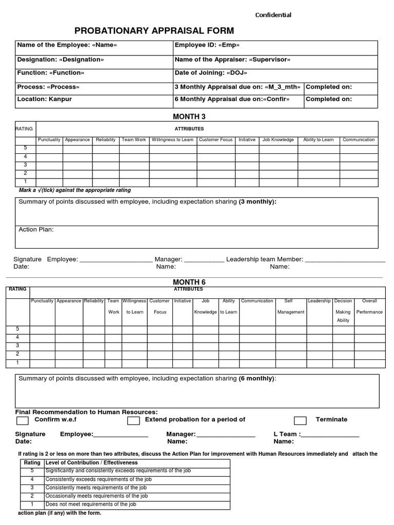 Probationary Appraisal Forms Ver1.0 801 | Performance Appraisal | Human ...