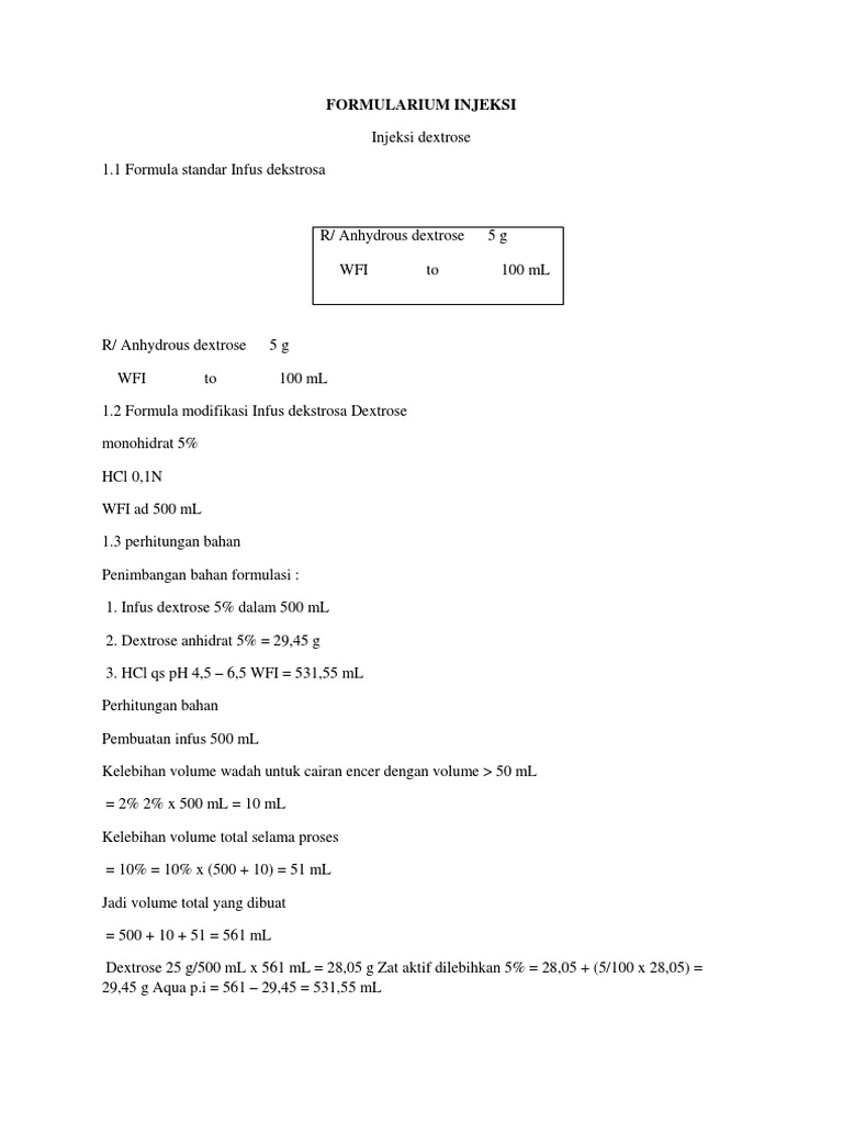 Formulasi Infus Dextrose 5% | PDF