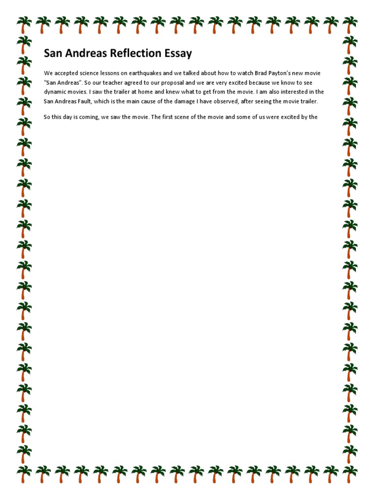 San Andreas Reflection Essay | PDF | Disaster And Accident | Disaster ...