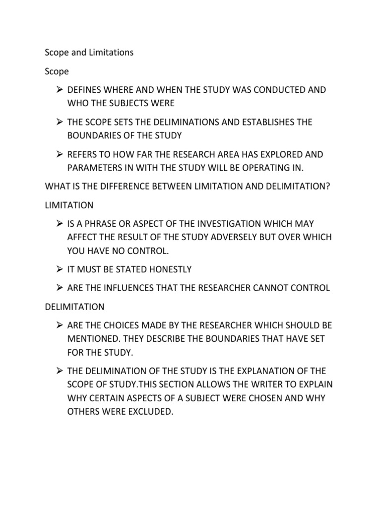 Scope and Limitations | PDF