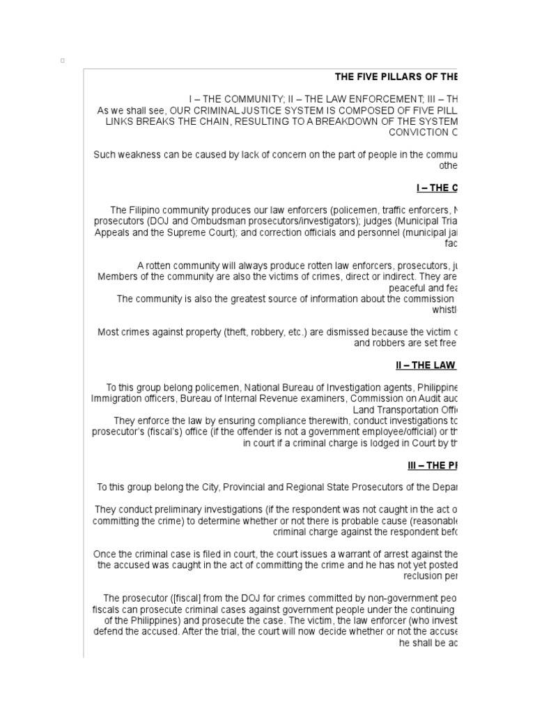 The Five Pillars of The Criminal Justice System | PDF | Prosecutor ...