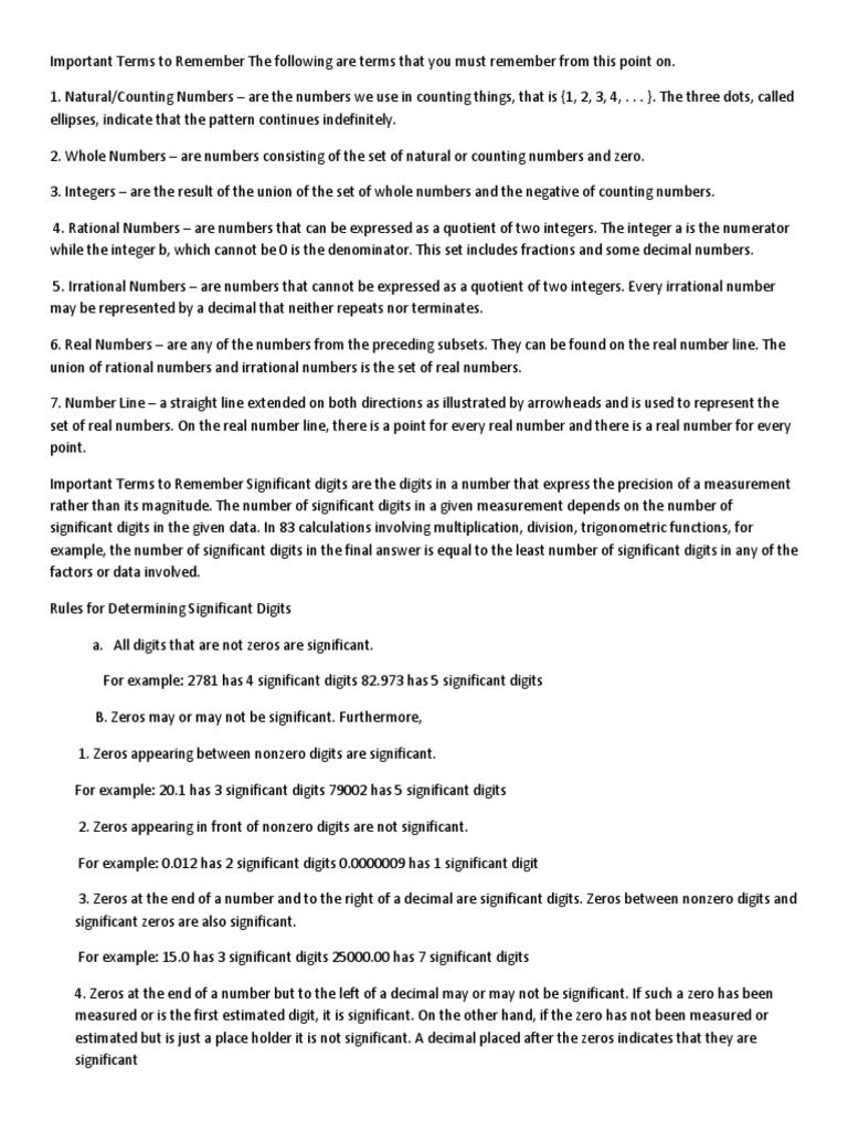 Important Terms To Remember The Following Are Terms That You Must ...