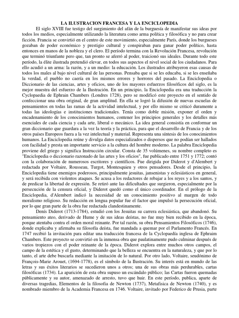 La Ilustracion Francesa y La Enciclopedia | PDF | Voltaire | Era de iluminacion