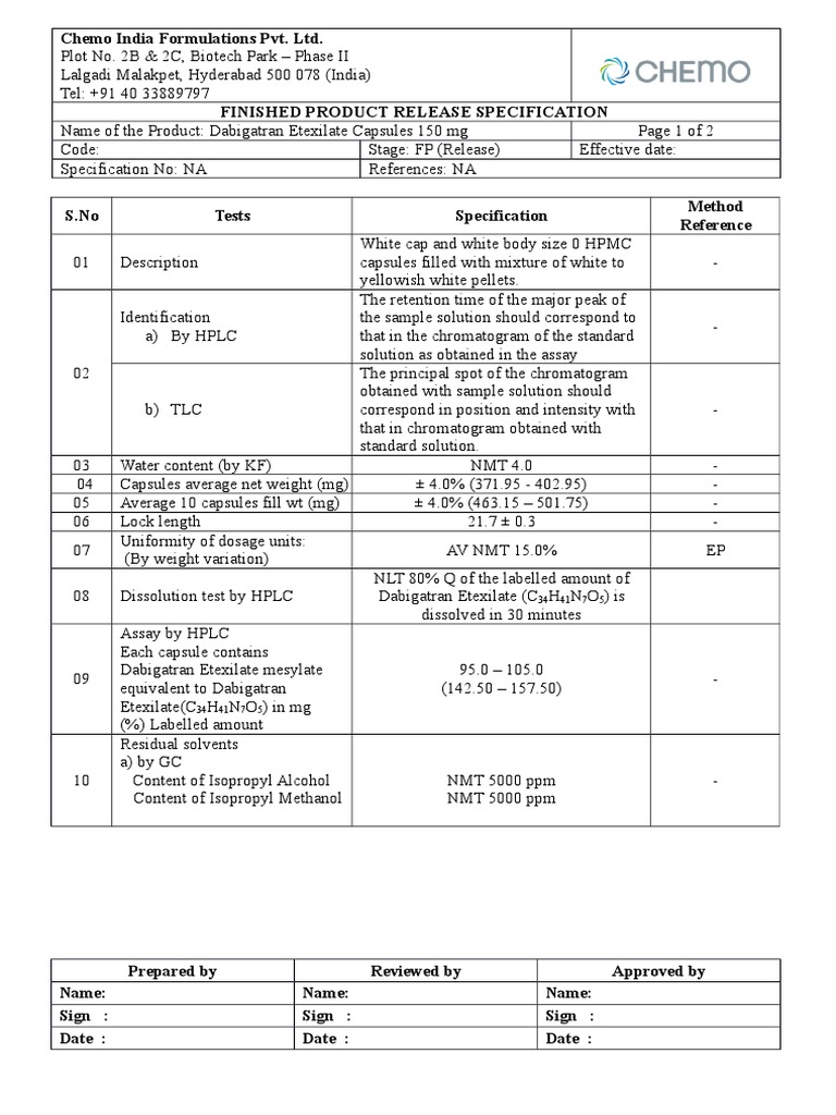 Chemo India Formulations Pvt. LTD | PDF | High Performance Liquid Chromatography | Chromatography