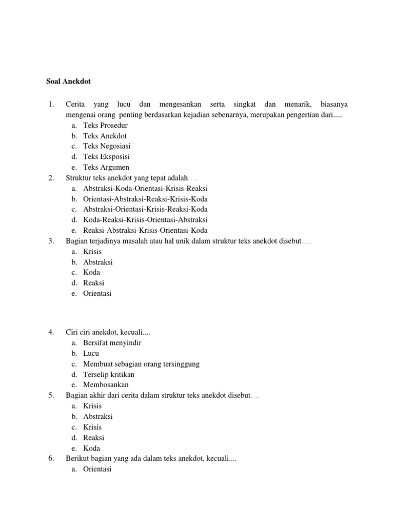 NAILAH K. Soal B.indo Anekdot | PDF