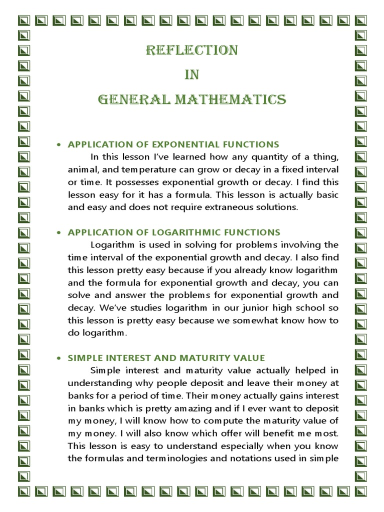 Reflection Gen Math | PDF | Trigonometric Functions | Bonds (Finance)