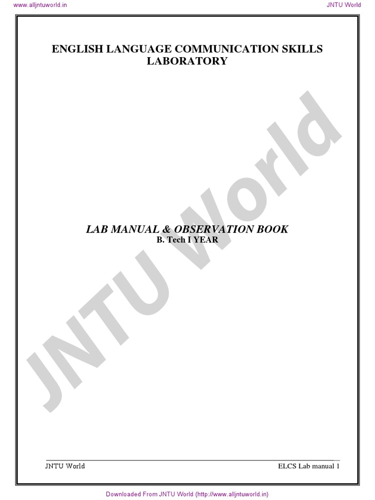 ELCS Lab Manual for Communication Skills | PDF | Mouth | Vowel