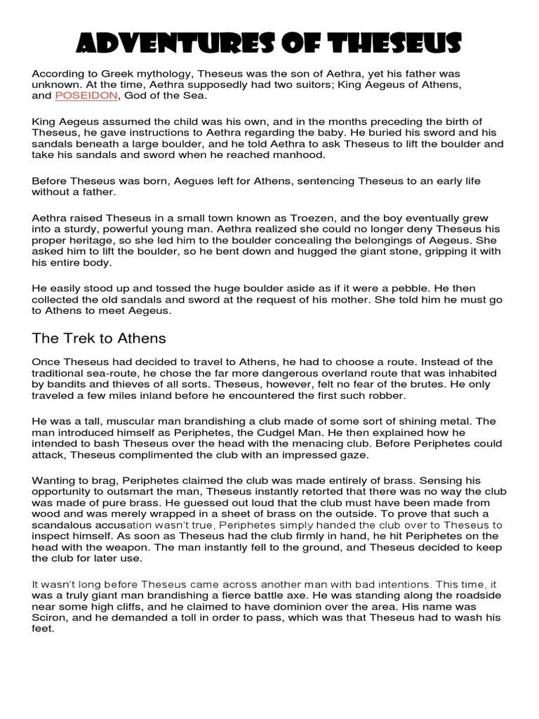 Adventures of Theseus | PDF | Jason | Theseus