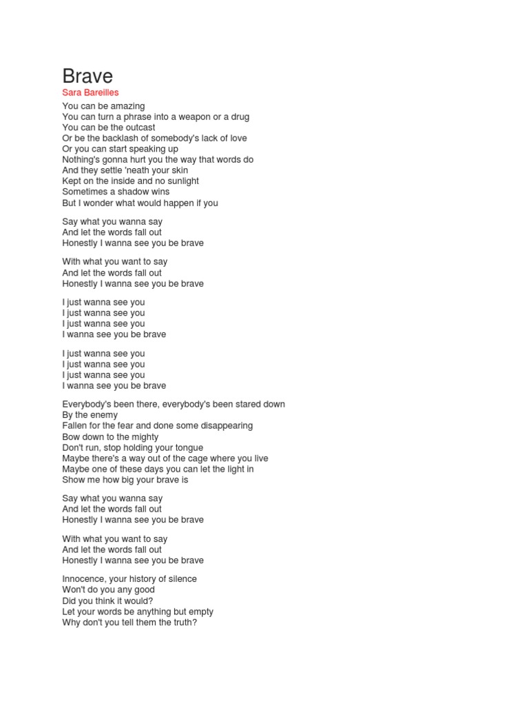 Brave: Sara Bareilles | PDF