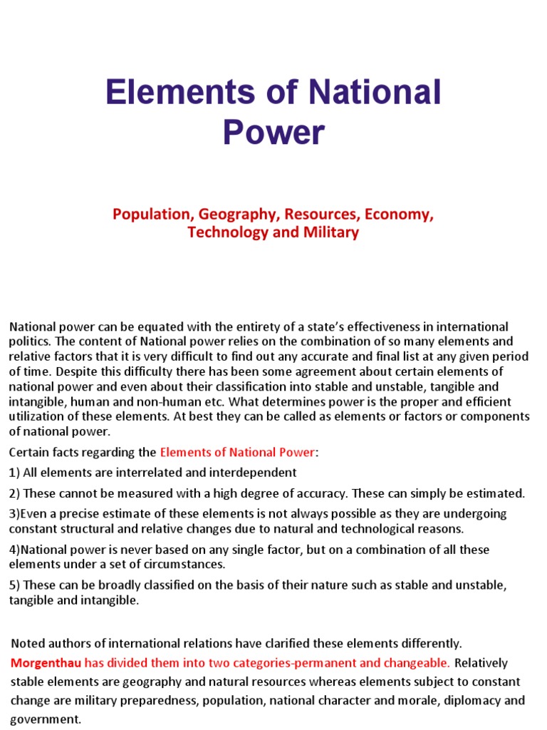 Elements of National Power-1 | PDF | Ideologies | Military