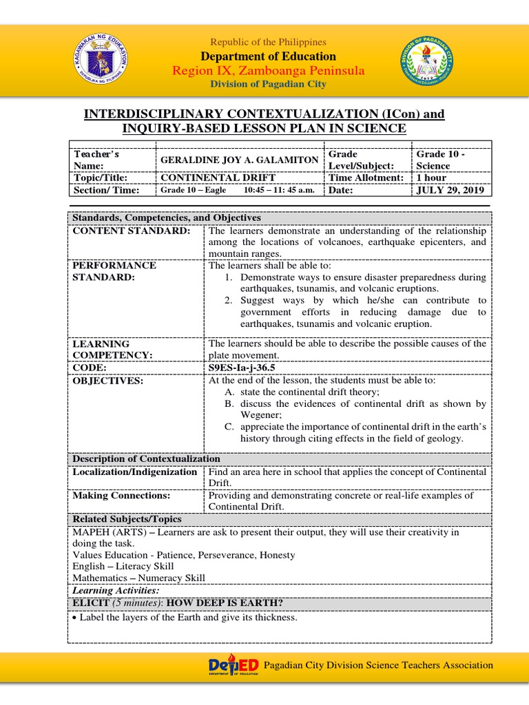 Interdisciplinary Contextualization (Icon) and Inquiry-Based Lesson ...