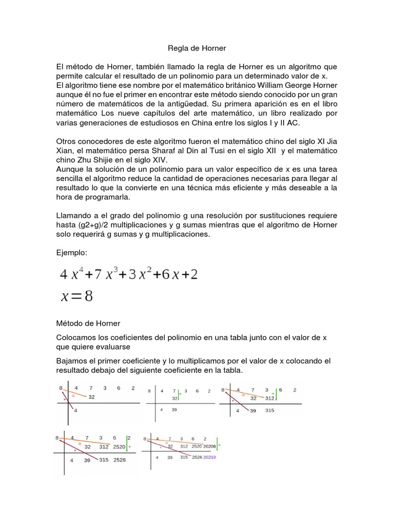 Regla de Horner | PDF