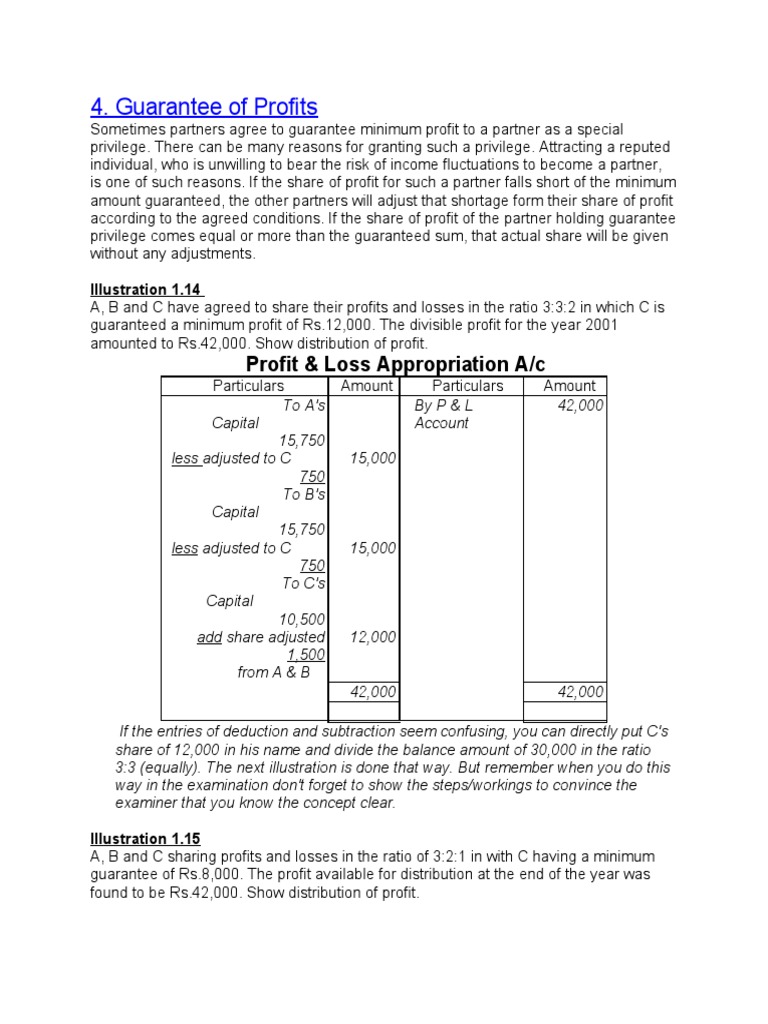 Guarantee of Profits: Profit & Loss Appropriation A/c | PDF | Income ...
