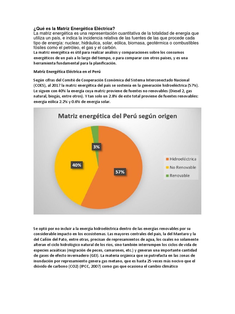 Qué Es La Matriz Energética Eléctrica | PDF