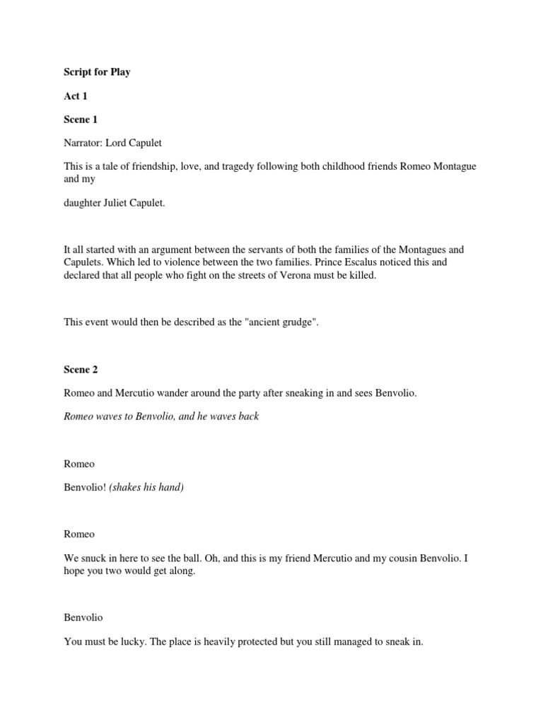 Romeo and Juliet Script | PDF | Characters In Romeo And Juliet | Romeo ...