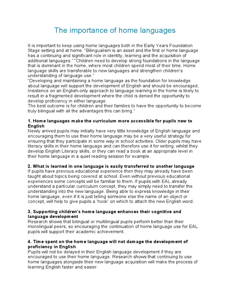 Importance of Home Language | PDF | First Language | Multilingualism