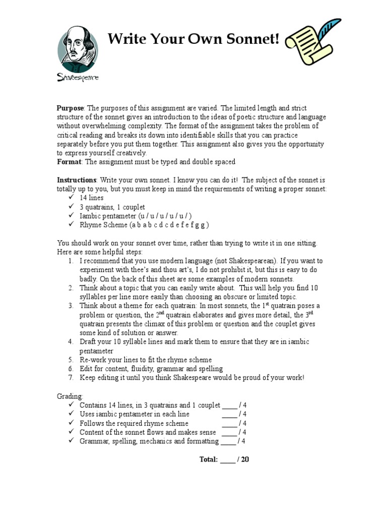 Write Your Own Sonnet | PDF | Sonnets | Poetic Form