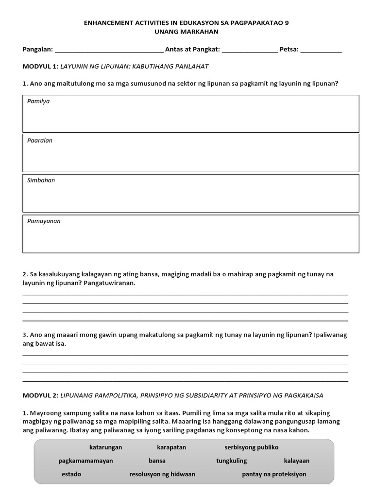 Grade 9 Remedial Activities | PDF
