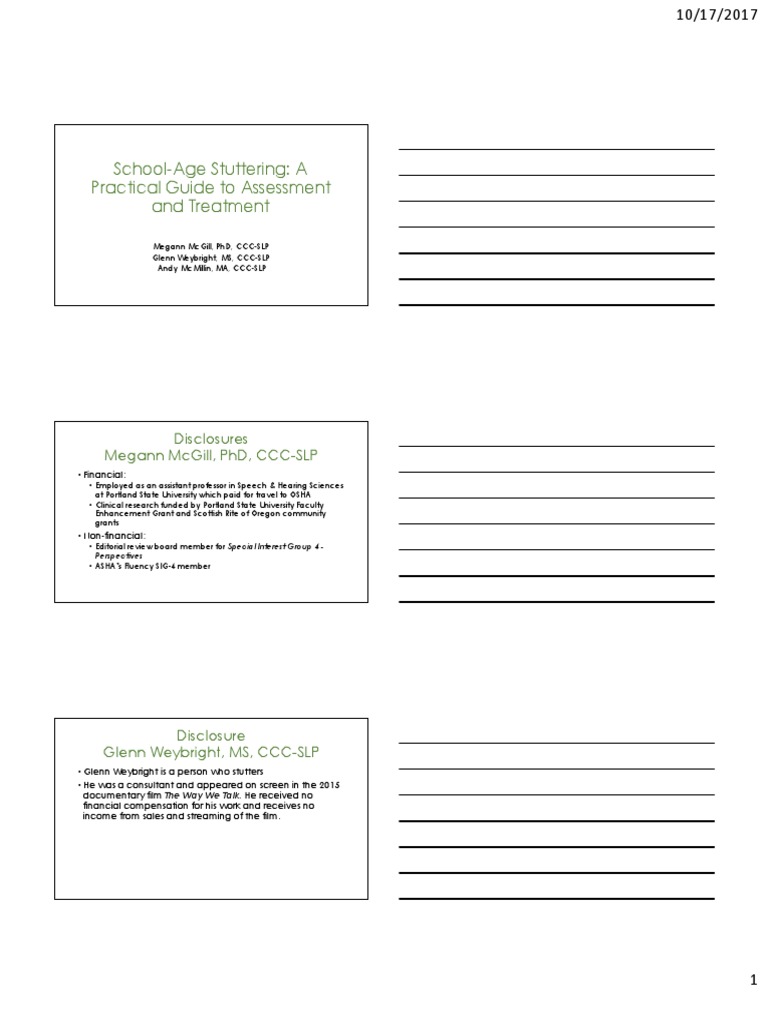 School-Age Stuttering A Practical Guide To Assessment | PDF ...