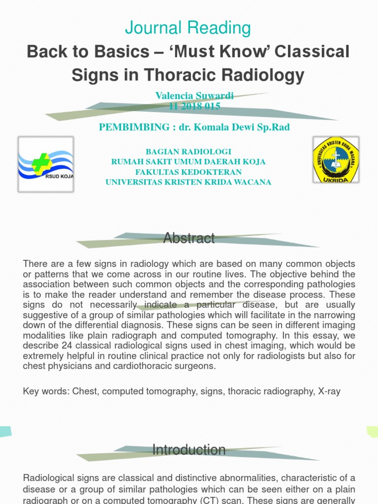 Classical Signs in Thoracic Radiology: A Guide to 24 Must-Know Signs ...