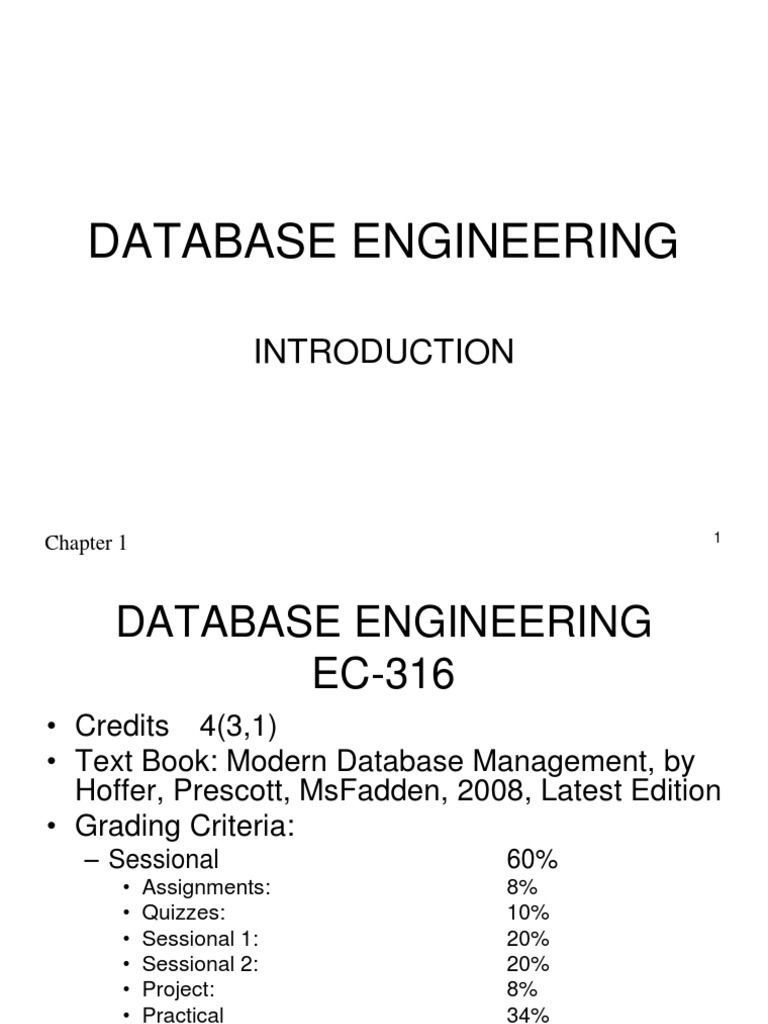 Database Engineering Introduction Chapter Pdf Databases Computer File