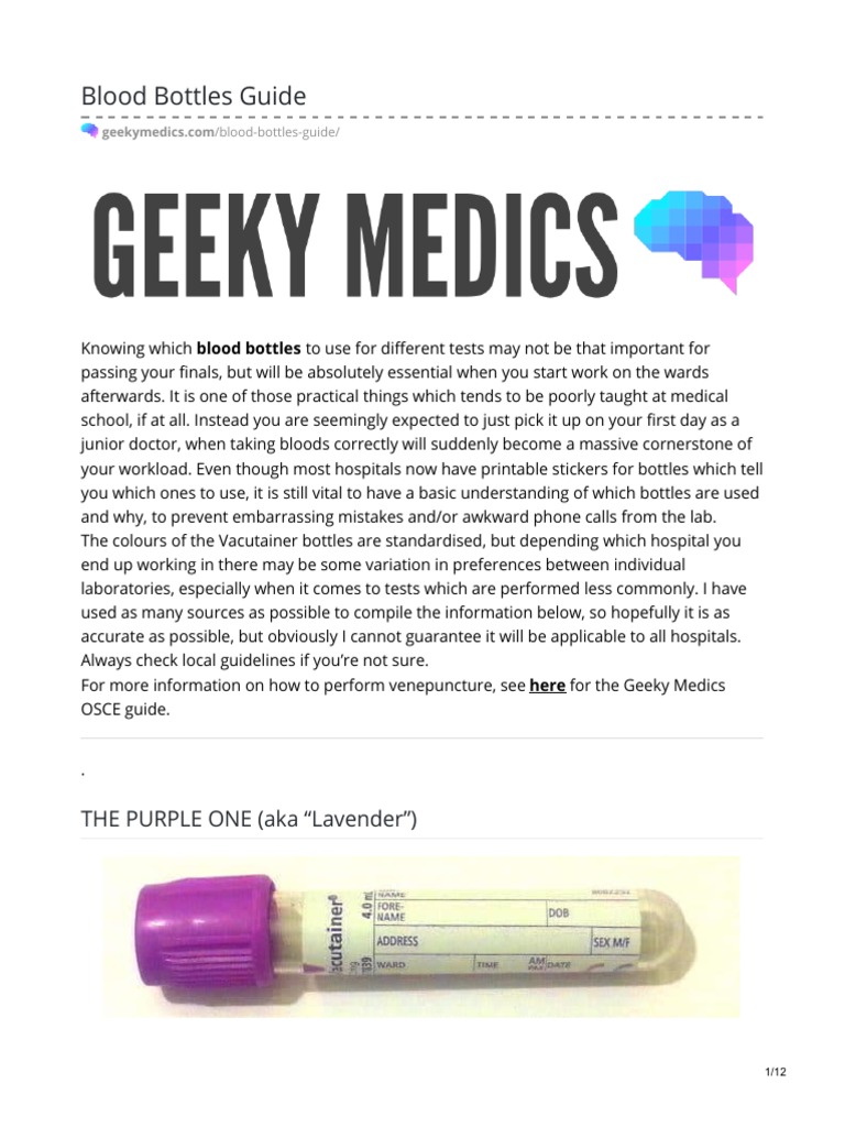Blood Bottle Guide | PDF | Coagulation | Blood Transfusion