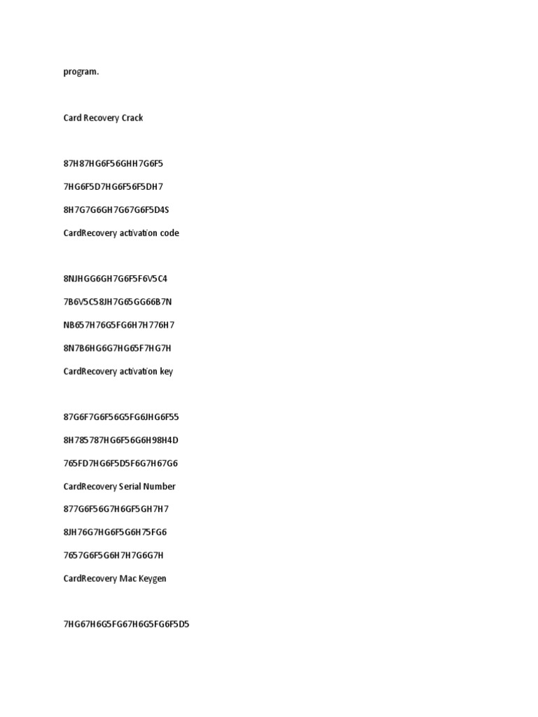 Card Recovery Key | PDF