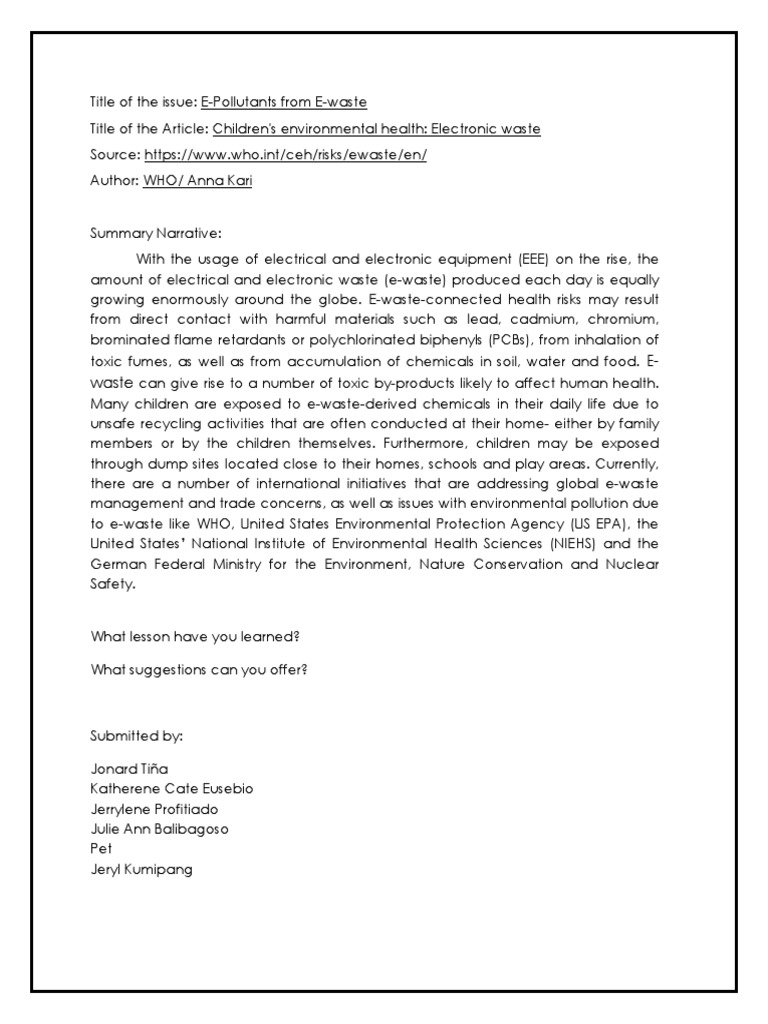 Artcle About E-Waste | PDF
