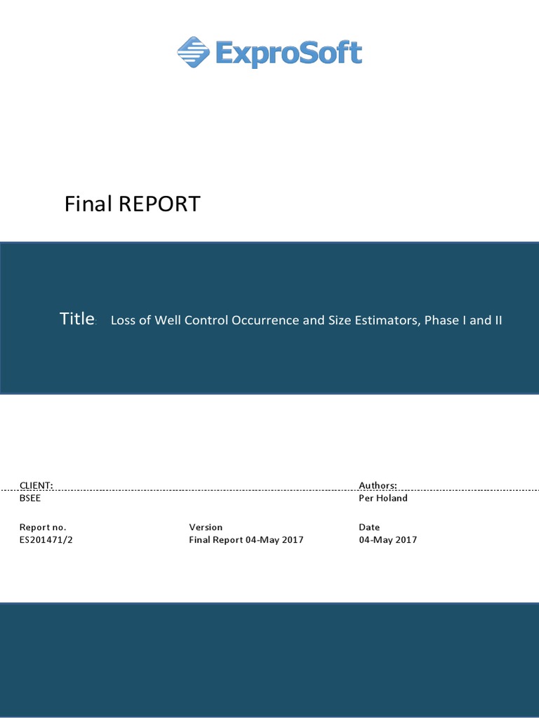 Loss of Well Control Occurrence and Size Estimators | PDF | Blowout ...
