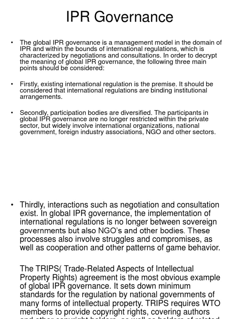 Global IPR Governance and India's Challenges | PDF | Trips Agreement ...
