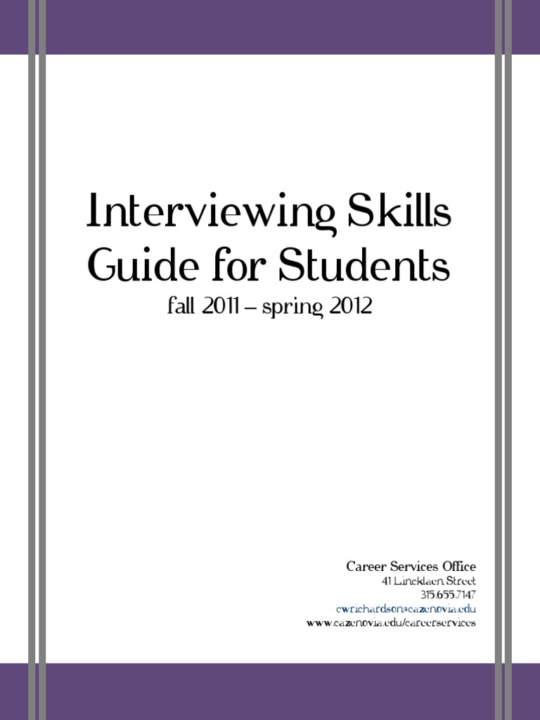 Interviewing Skills Guide For Students: Fall 2011 - Spring 2012 | PDF ...