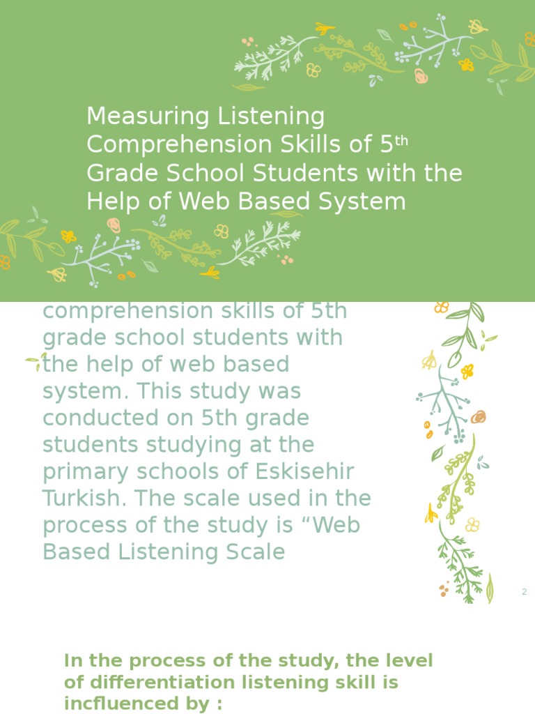 5th Grade Listening Skills Study Online | PDF | Language Arts & Discipline
