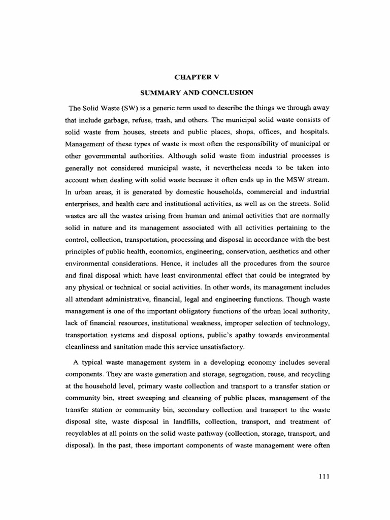 12 - Summary and Conclusions | PDF | Waste Management | Municipal Solid ...