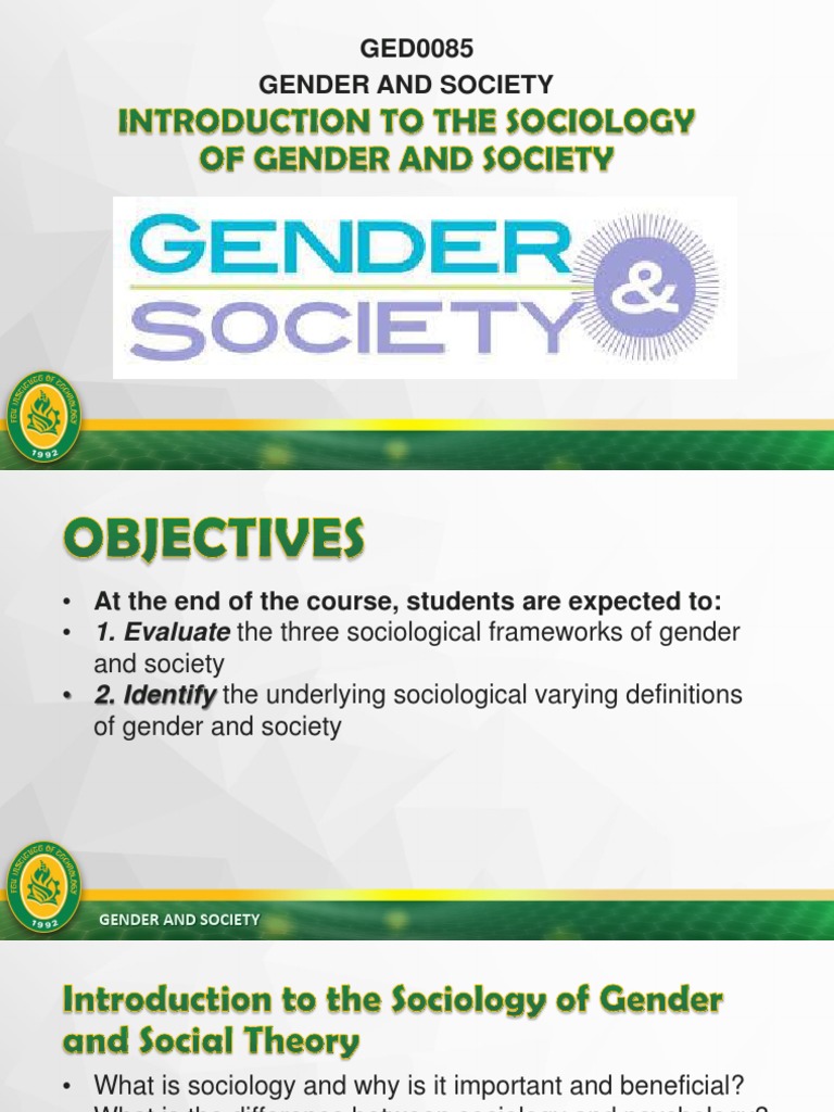 Module 1 Introduction To The Sociology of Gender and Society | PDF ...